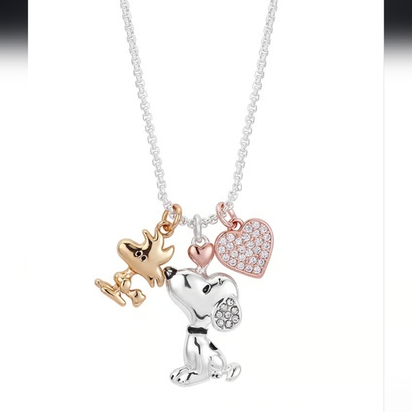 Peanuts | Jewelry | Peanuts Snoopy And Woodstock Crystal Heart Necklace ...